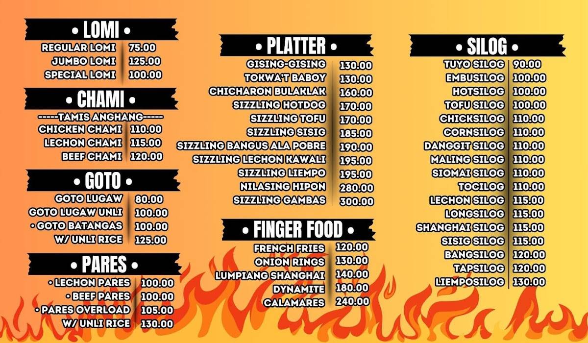 Menu at Rubens BBQ and Food house, Batangas