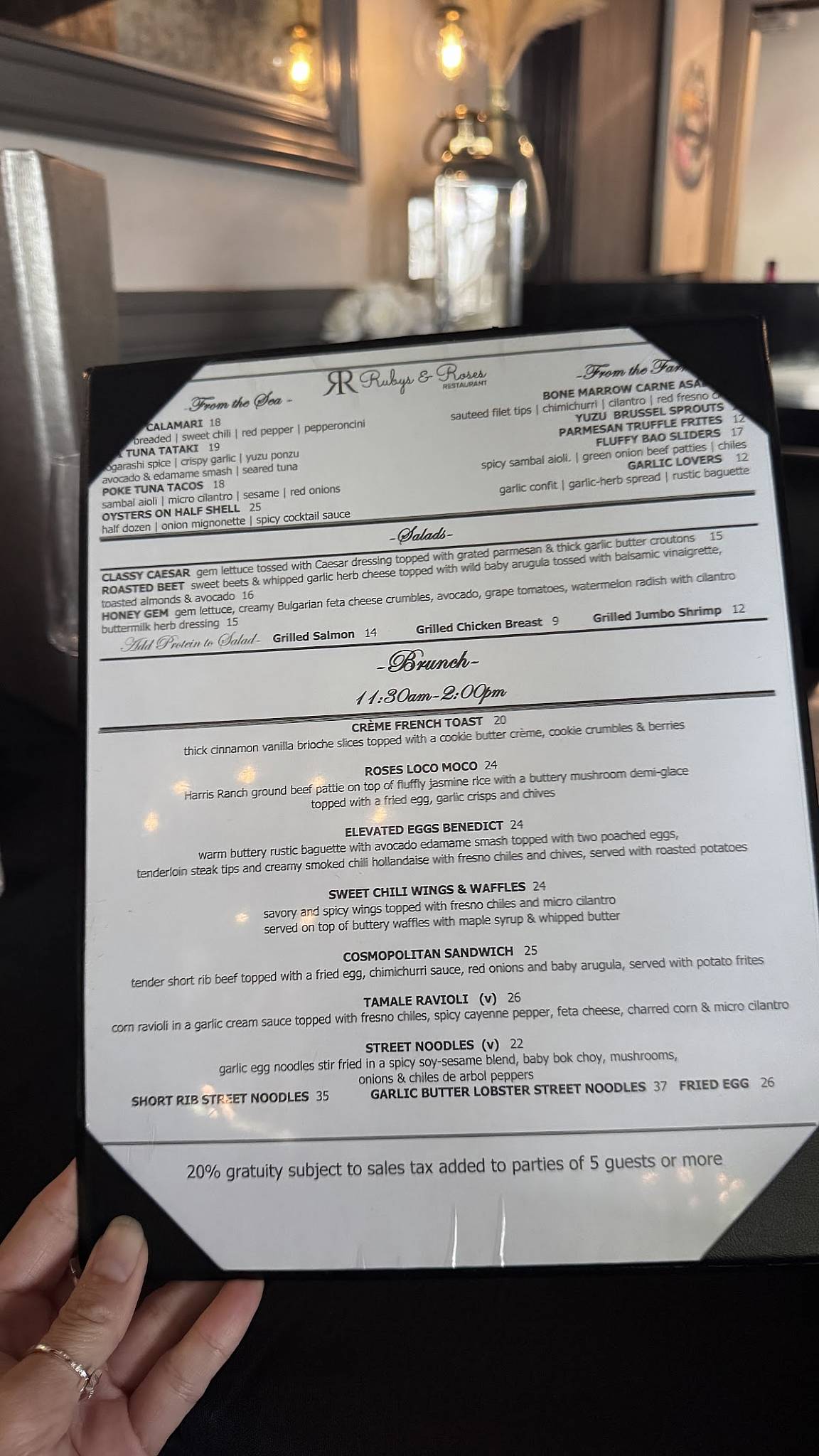 Menu at Rubys & Roses Restaurant, Pleasanton