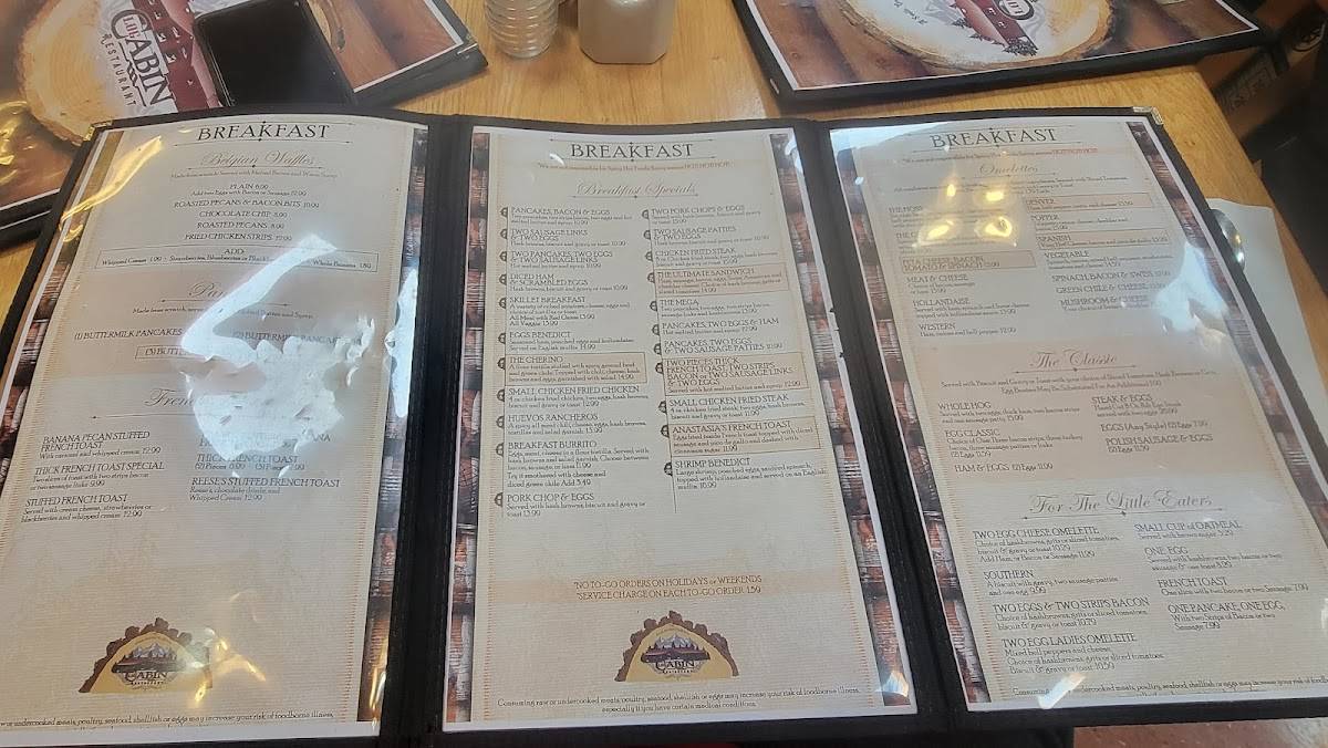Menu at Log Cabin Restaurant, Ruidoso, Mechem Dr