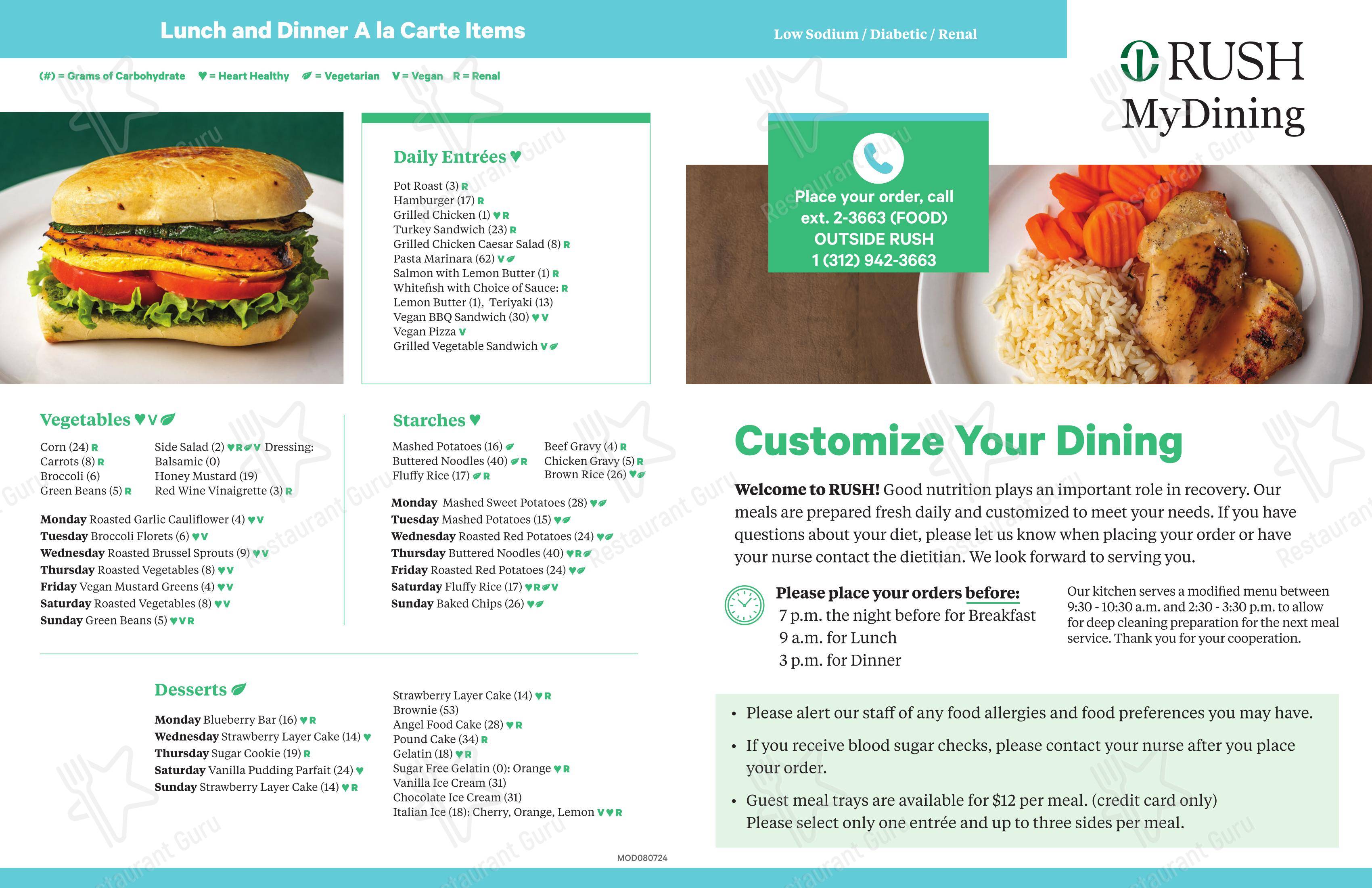 Menu at Rush cafeteria, Chicago