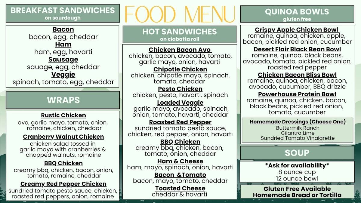 Menu at Rustic Cabin Coffee cafe, Duvall