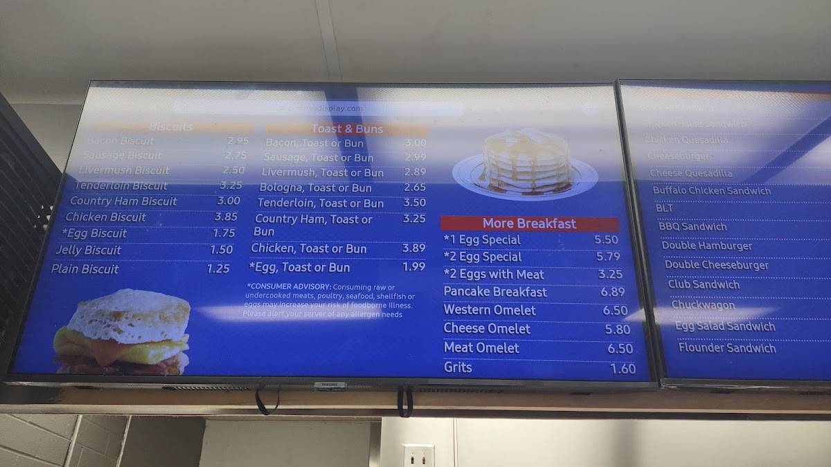 Menu at Speedway Cafe, Rutherford College, 611 Malcolm Blvd