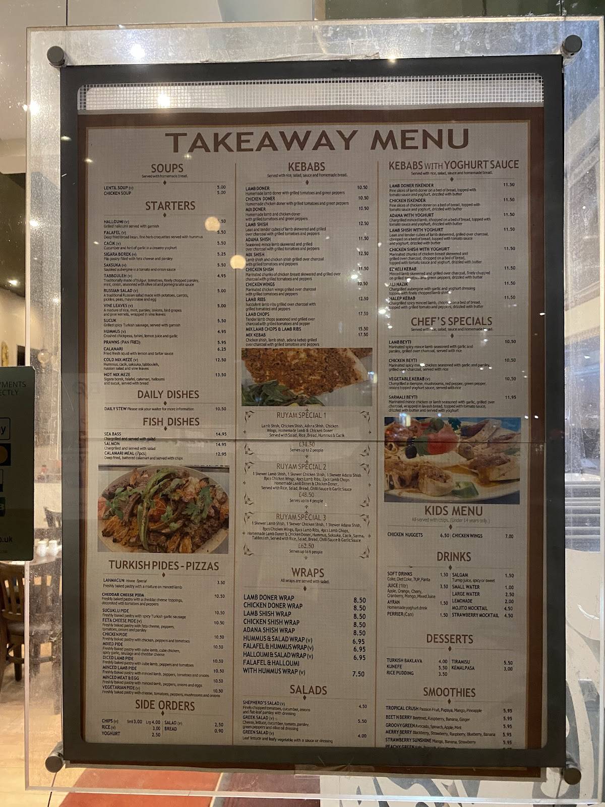 Menu at Rüyam Turkish Restaurant, London