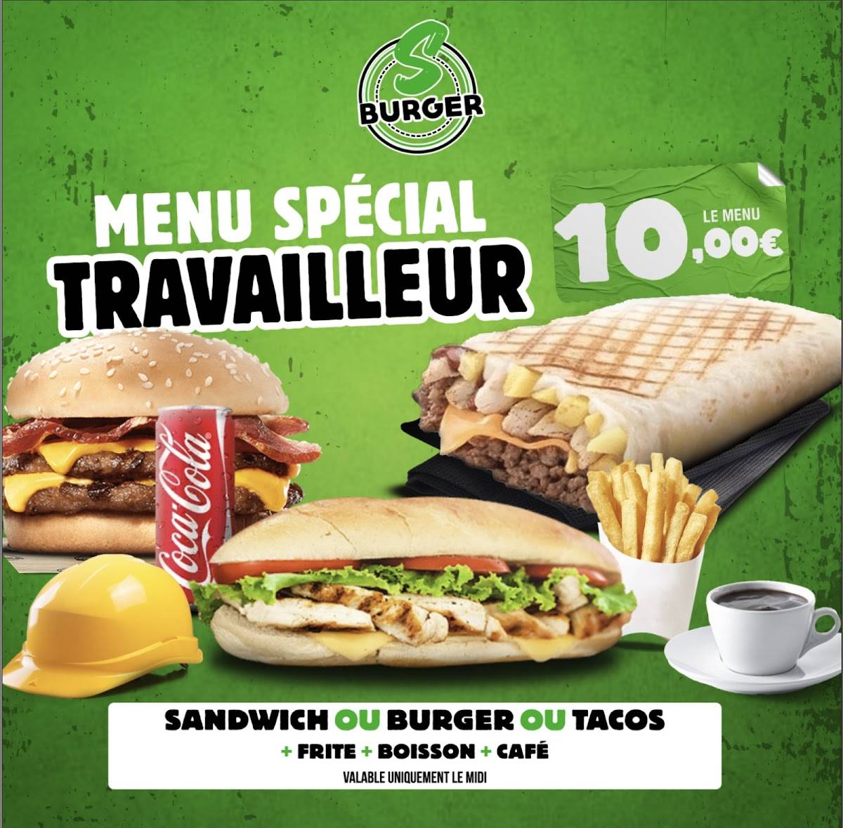 Menu au S BURGER restaurant, Rocbaron