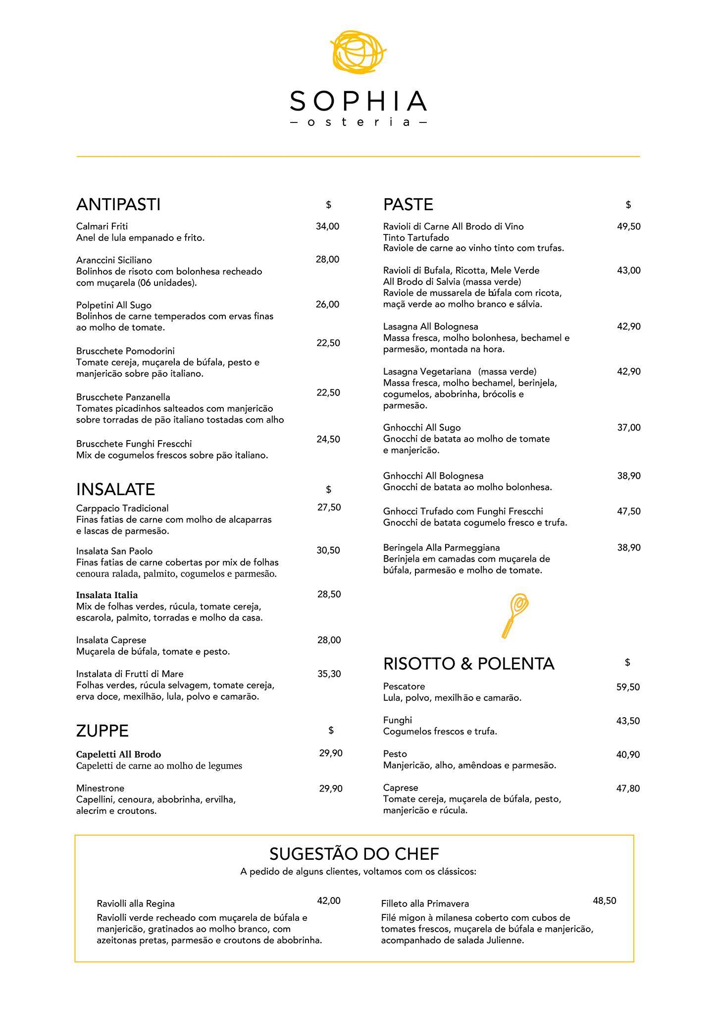 Menu em Sophia Restaurante, São Paulo, Rua Oscar Freire
