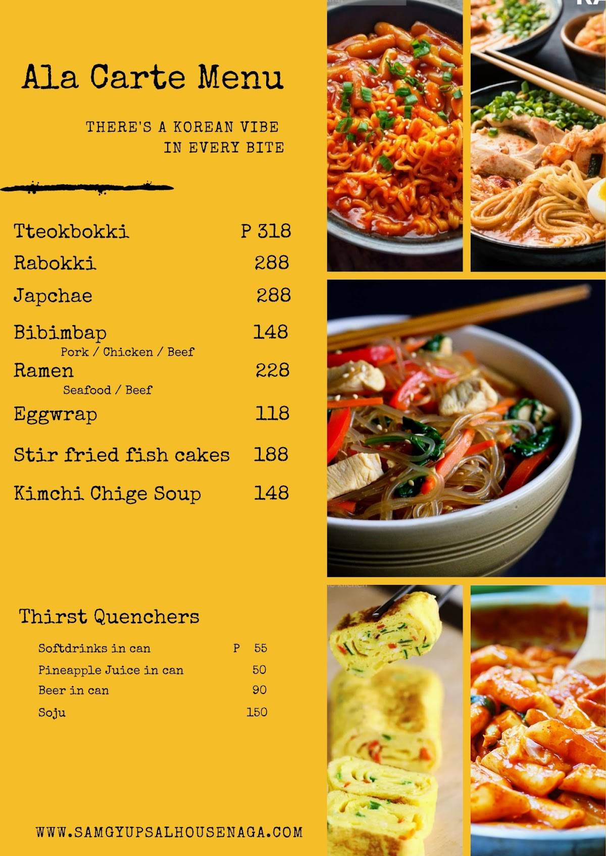 Menu at SAMGYUPSAL House NAGA restaurant, Naga