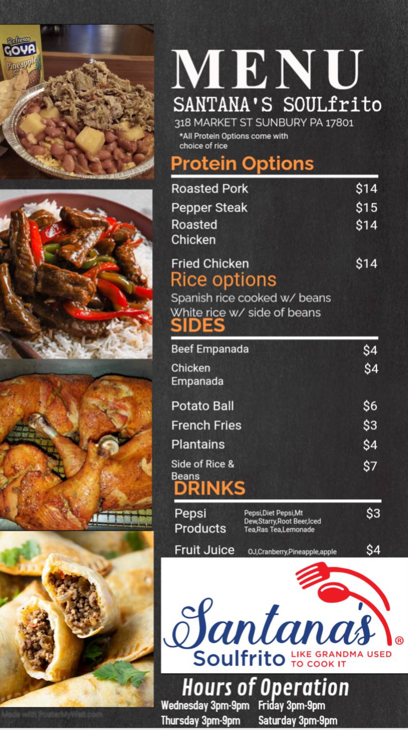 Menu at SANTANA'S Bar and Grill, Sunbury