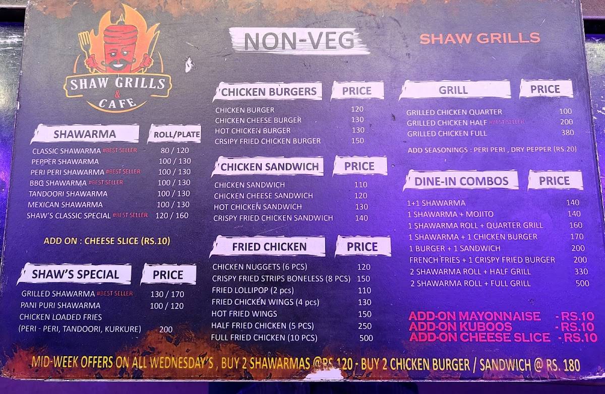 Menu at SHAW GRILLS, Coimbatore