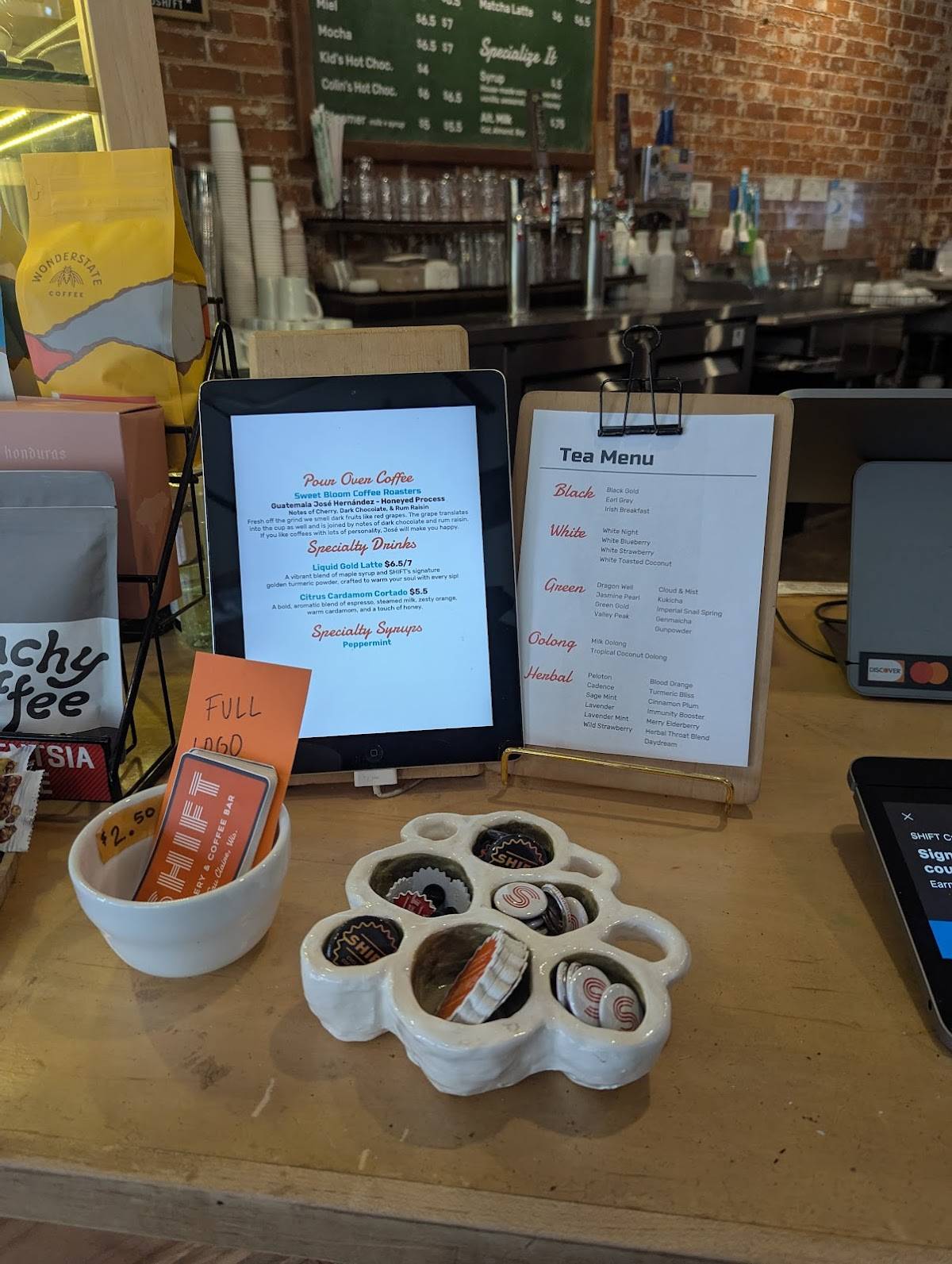Menu at SHIFT cafe, Eau Claire