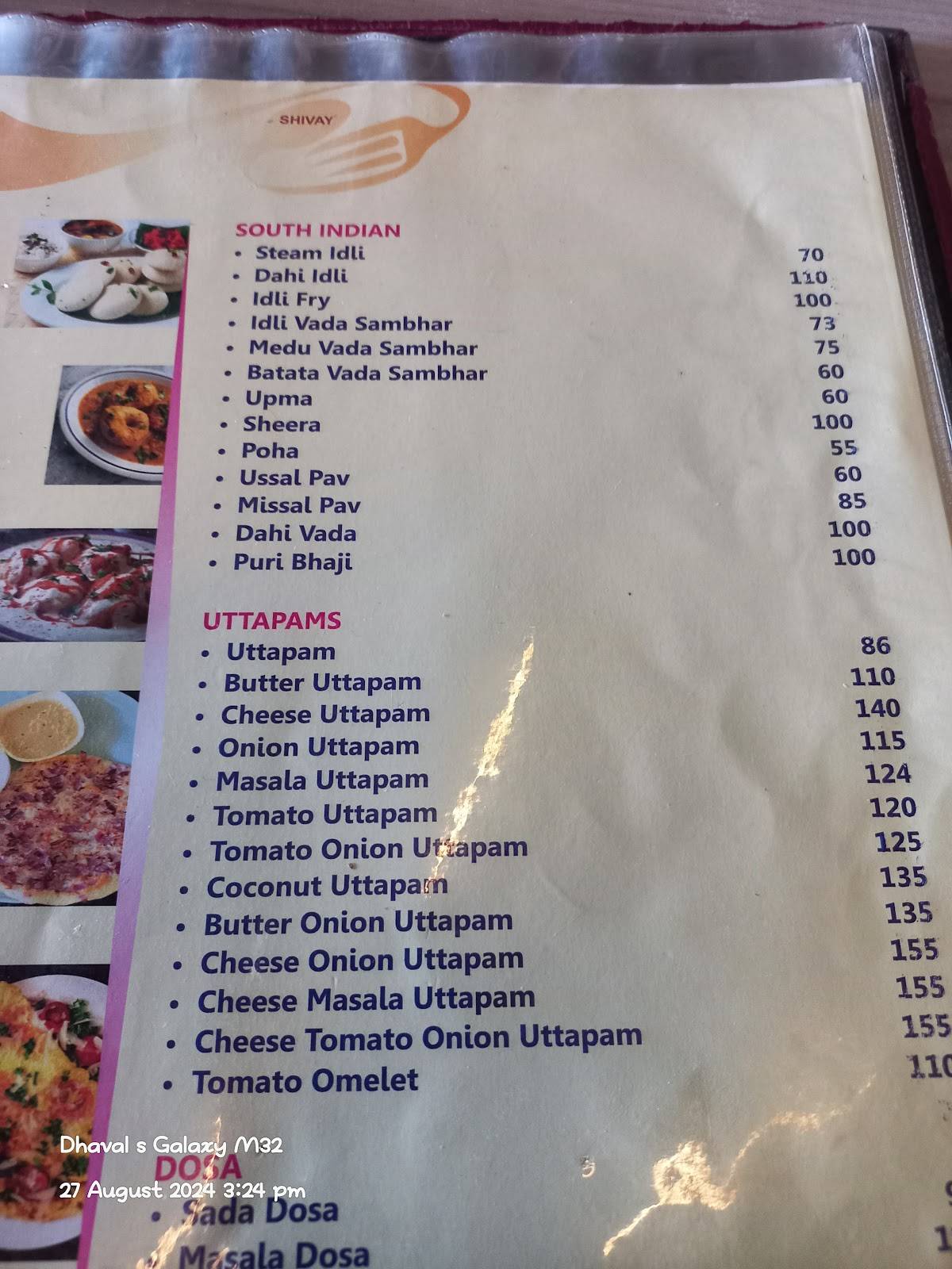 Menu at SHIVAY PURE VEG RESTAURANT, Navi Mumbai