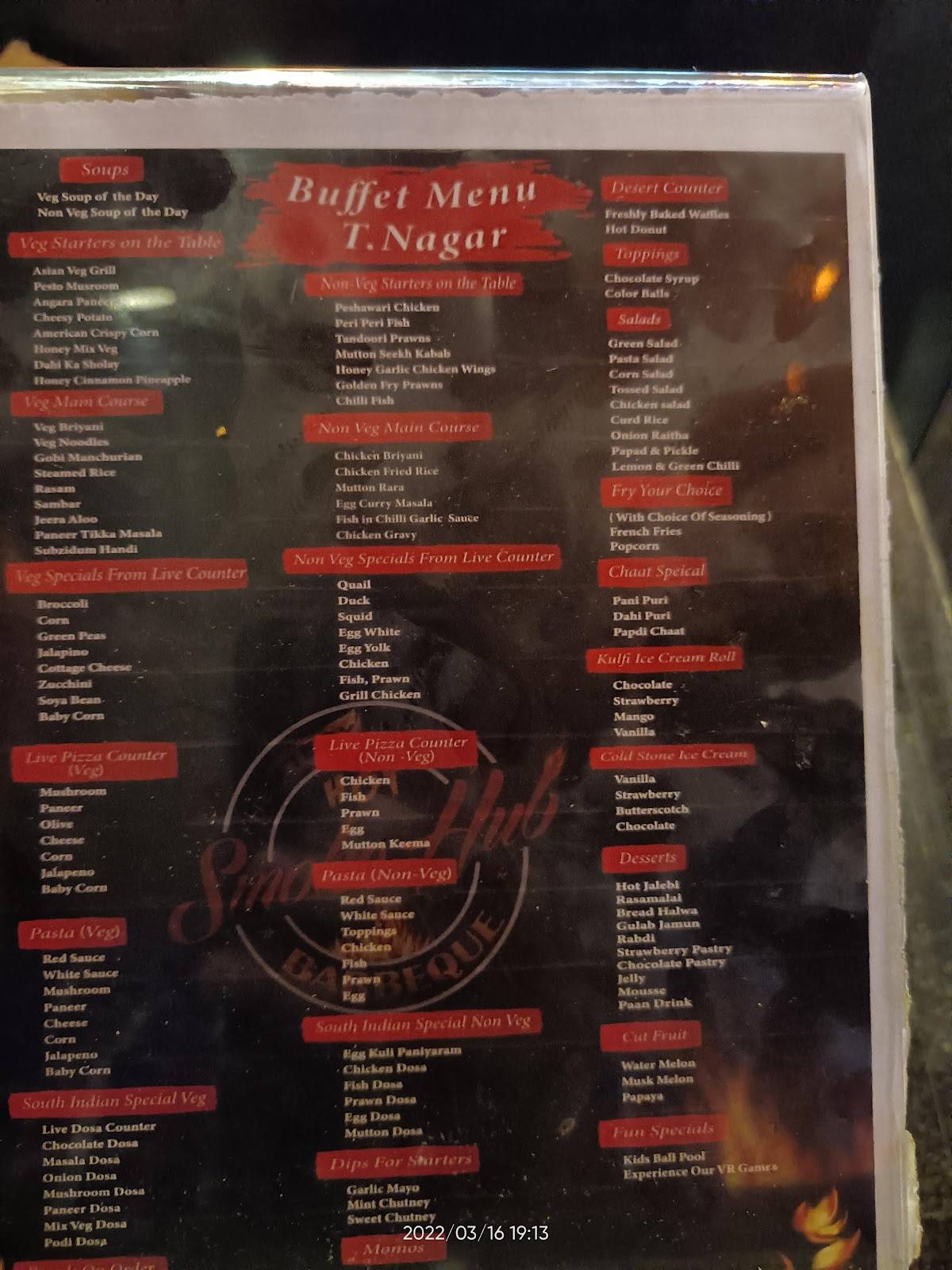 Menu at SMOKE HUB BARBEQUE - T.NAGAR, Chennai