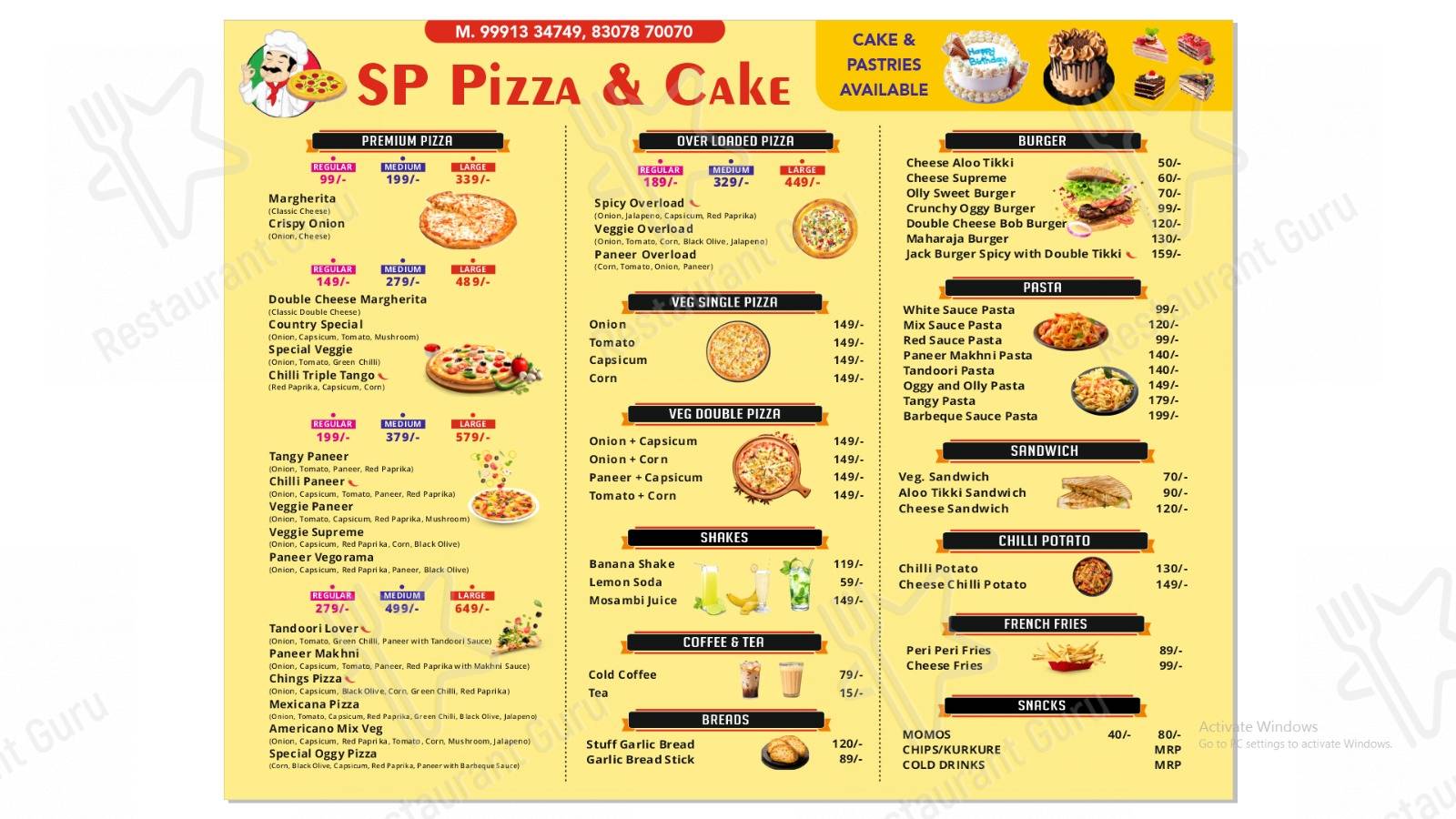 Menu at SP PIZAA & FAST FOOD, Bass