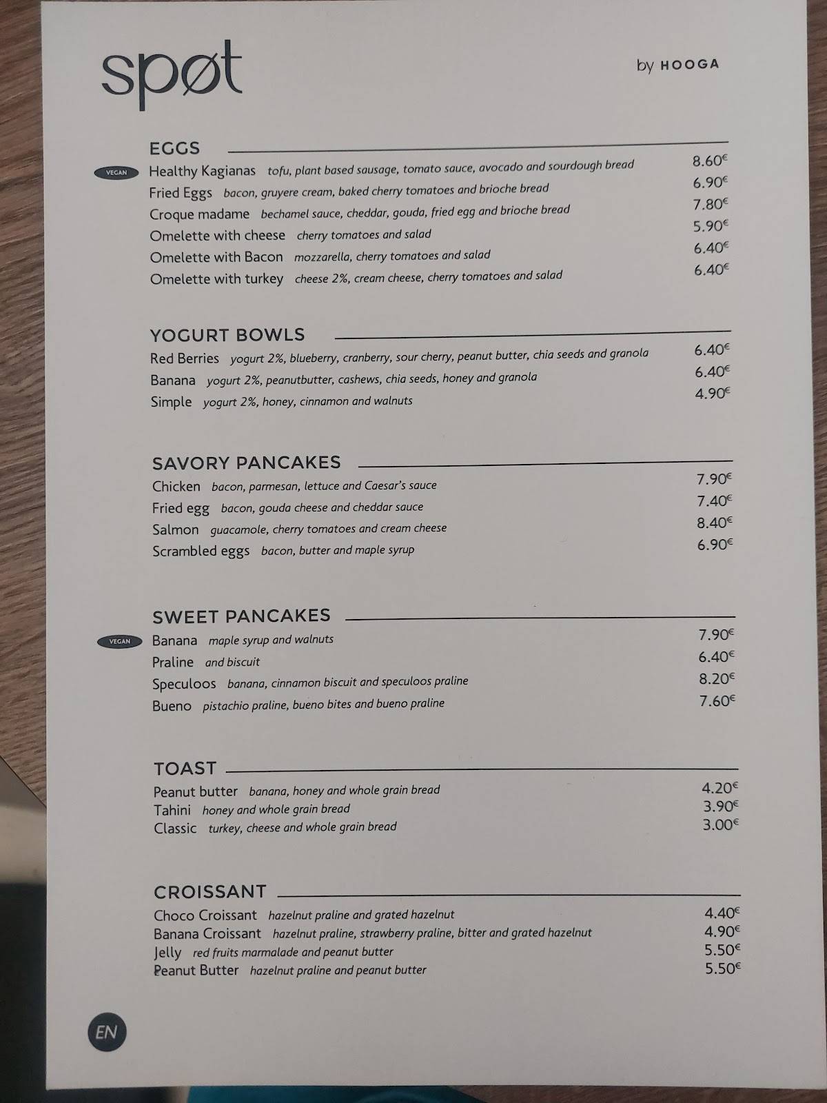 Menu at SPØT By HOOGA, Preveza