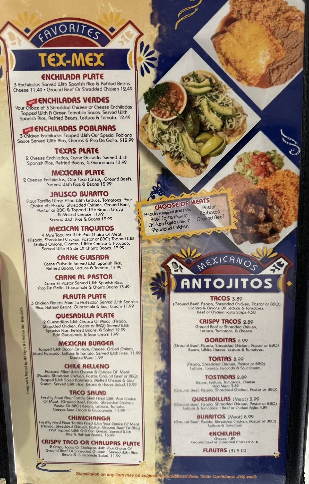 Menu at Sabor Maya Mexican Cuisine restaurant, Portland, 202 Lang Rd