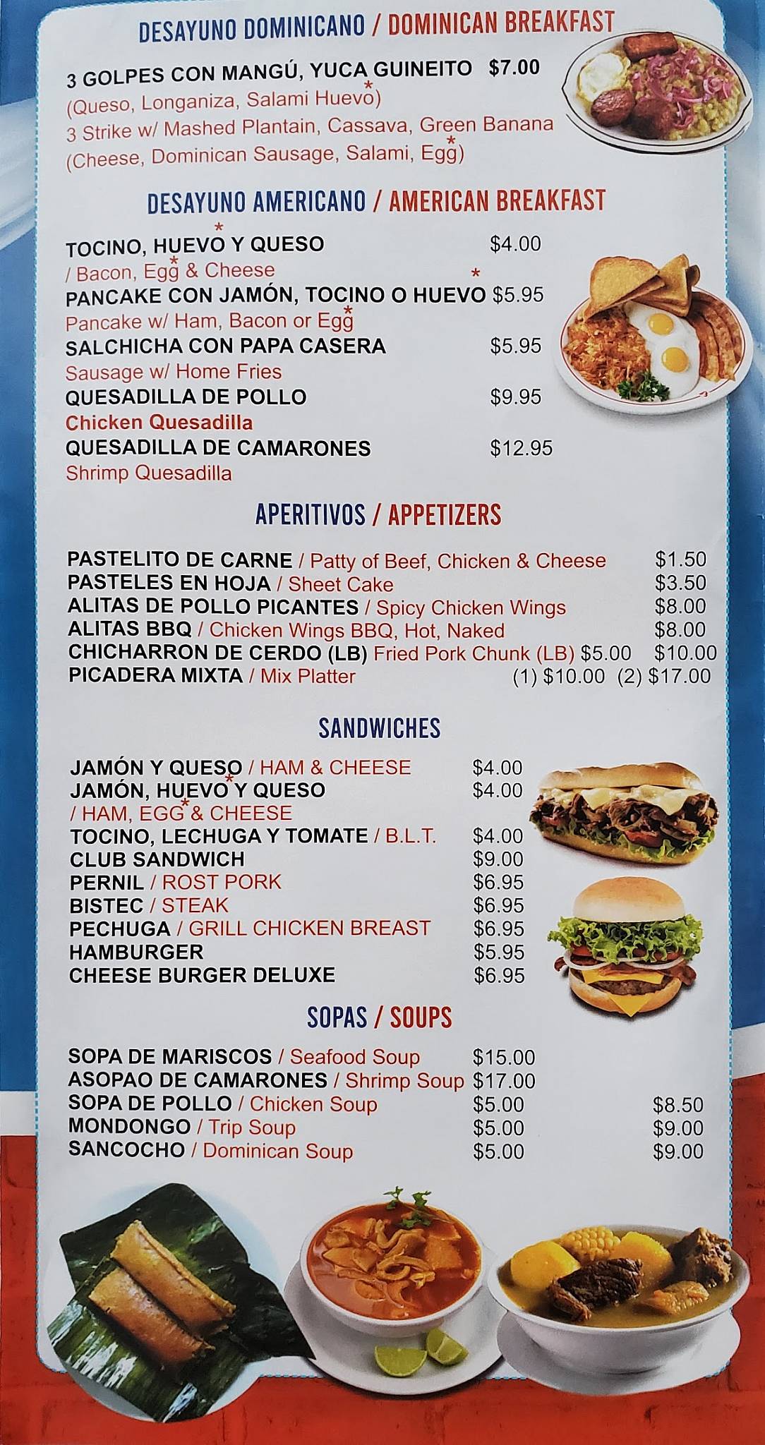 Carta de Sabor Tipico Dominicano Restaurant, Bridgeport