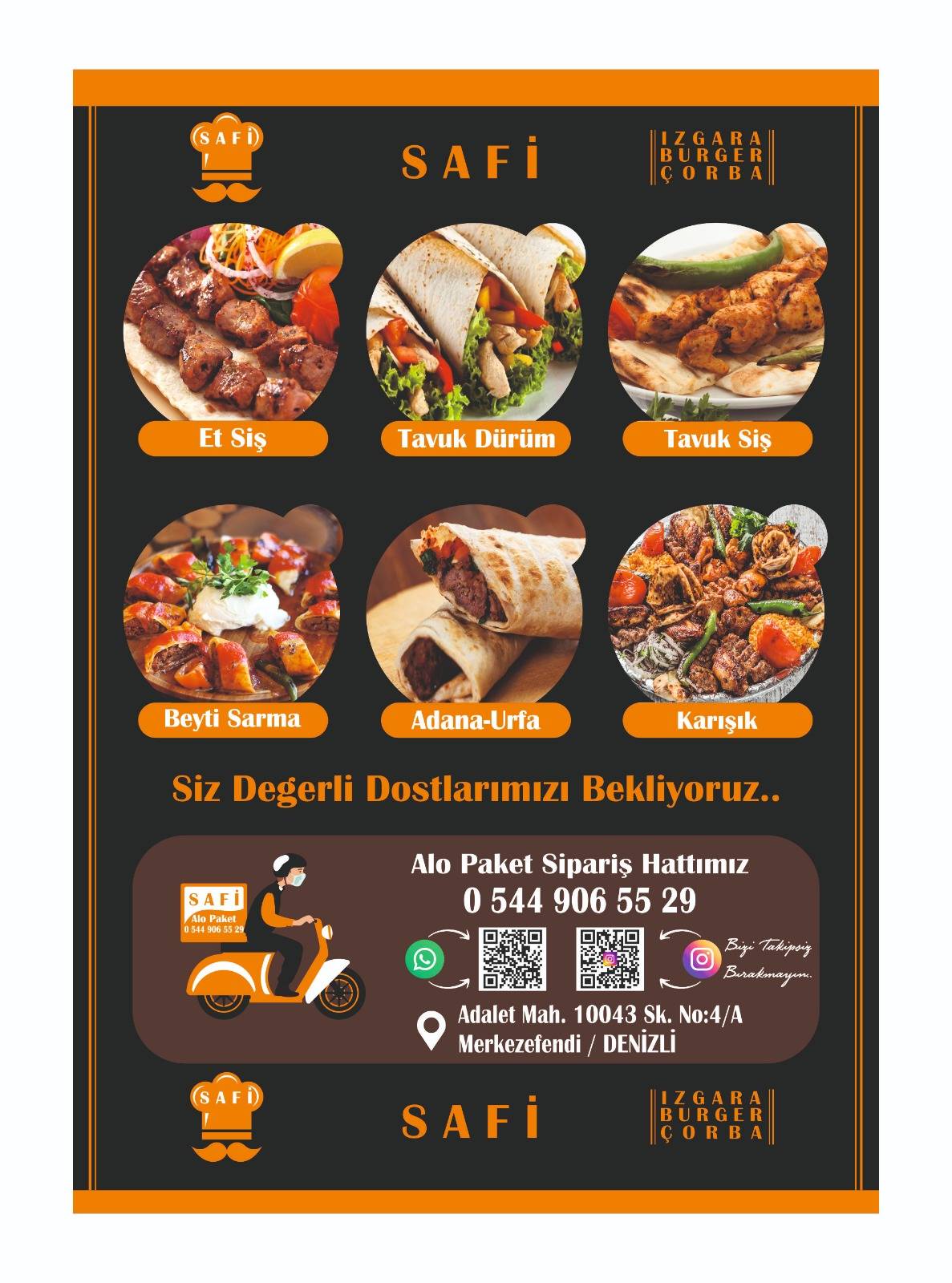 Menu at Safi Izgara Burger Çorba restaurant, Denizli