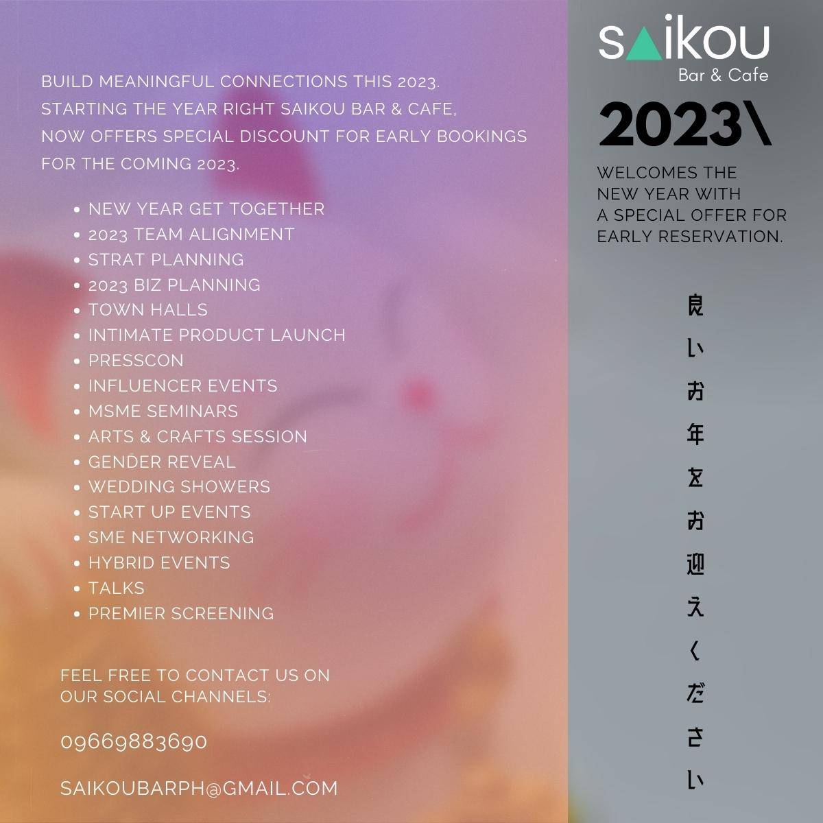 Menu at Saikou Bar & Cafe, San Juan