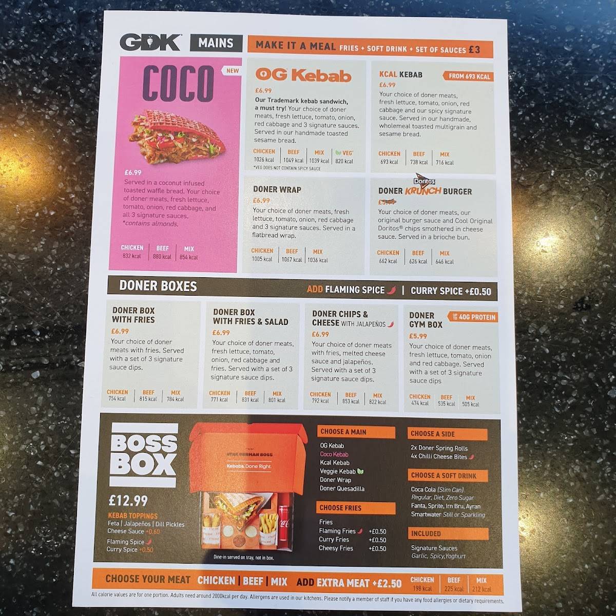 Menu at German Doner Kebab restaurant, Dover