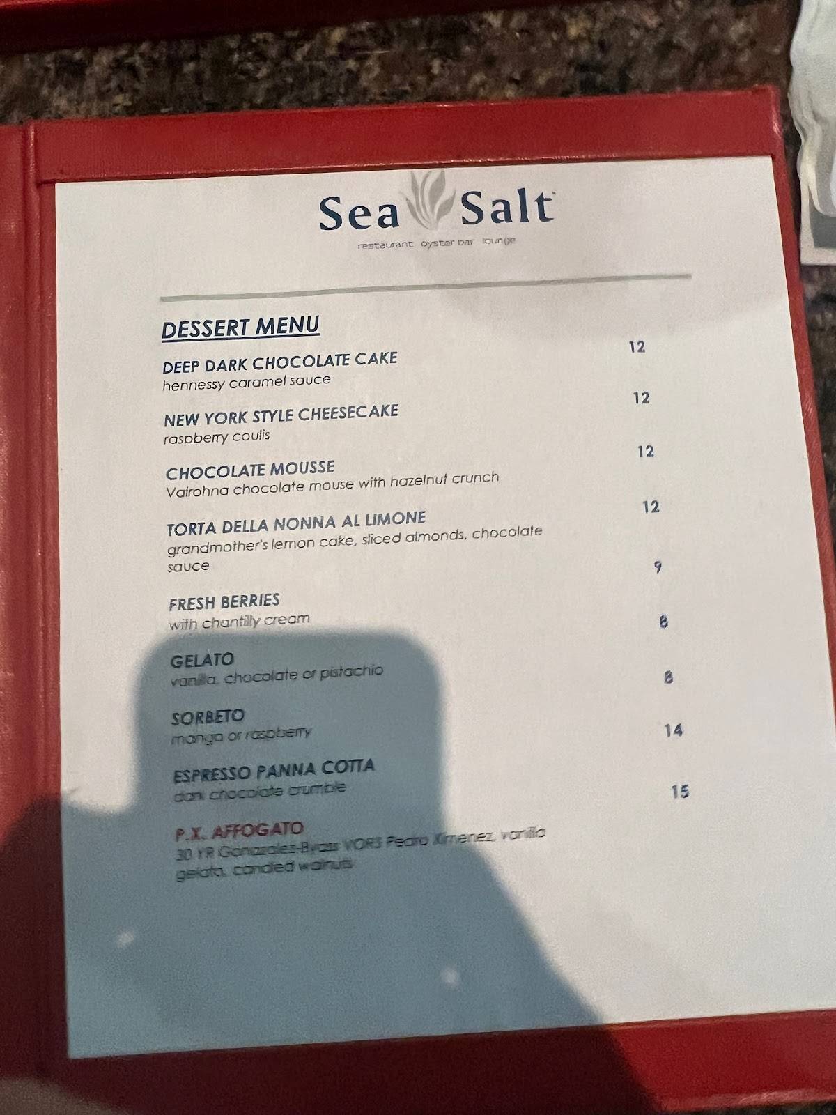 Menu at Sea Salt pub & bar, Saint Petersburg, 183 2nd Ave N