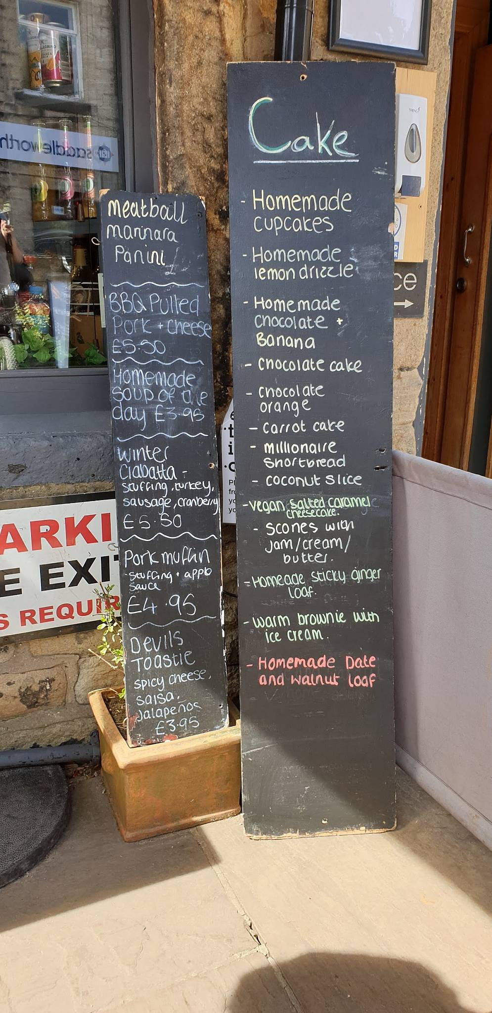 Menu at Saints Cafe, Uppermill