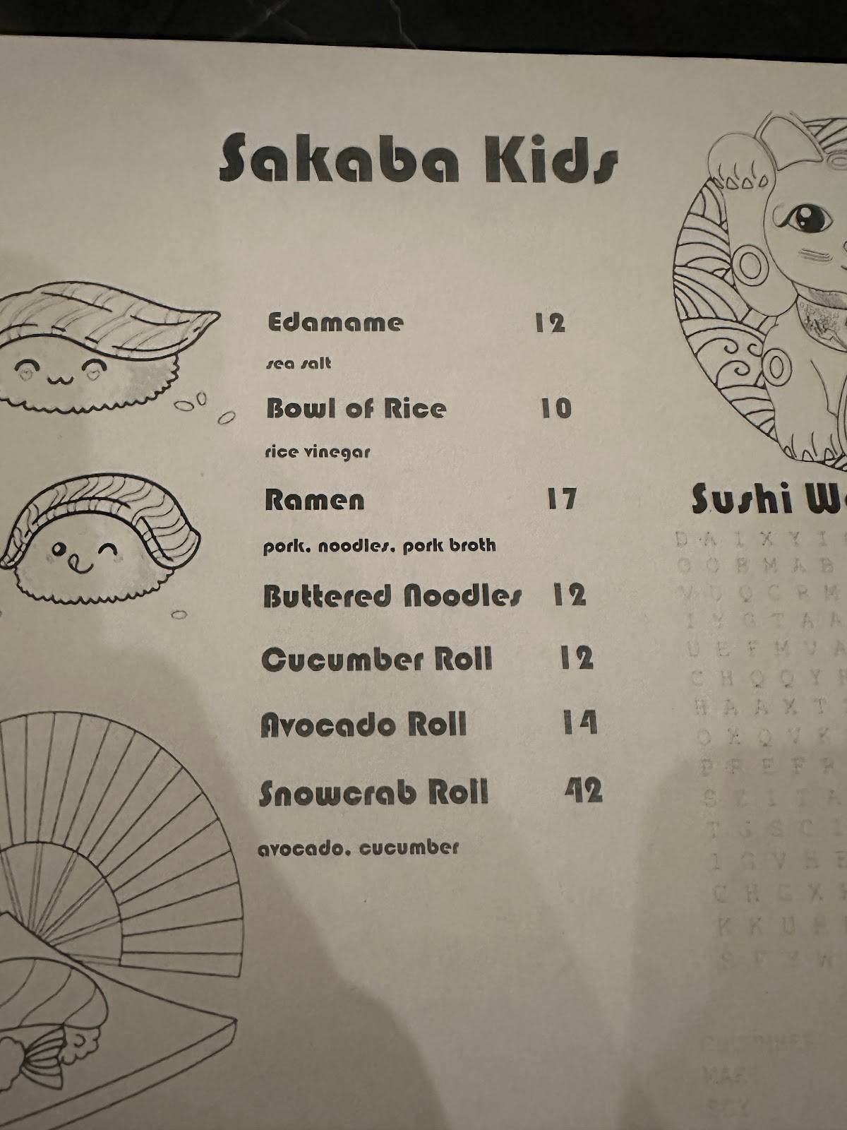 Menu at Sakaba restaurant, Avon, Daybreak Ridge Rd