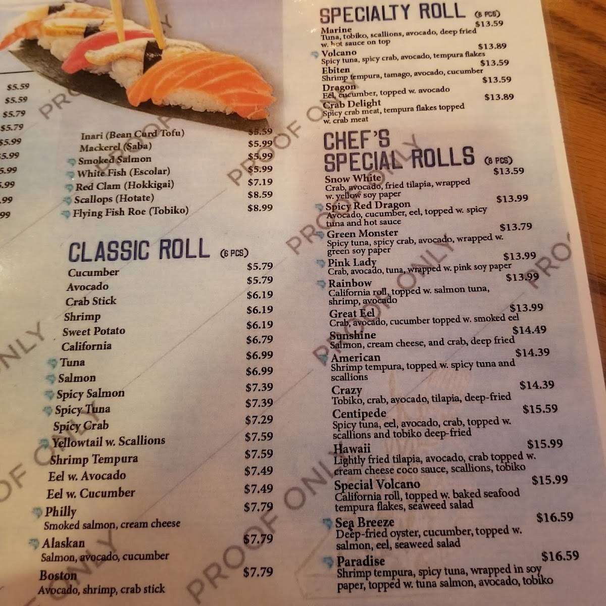 Menu at Sake Japanese House restaurant, Mebane