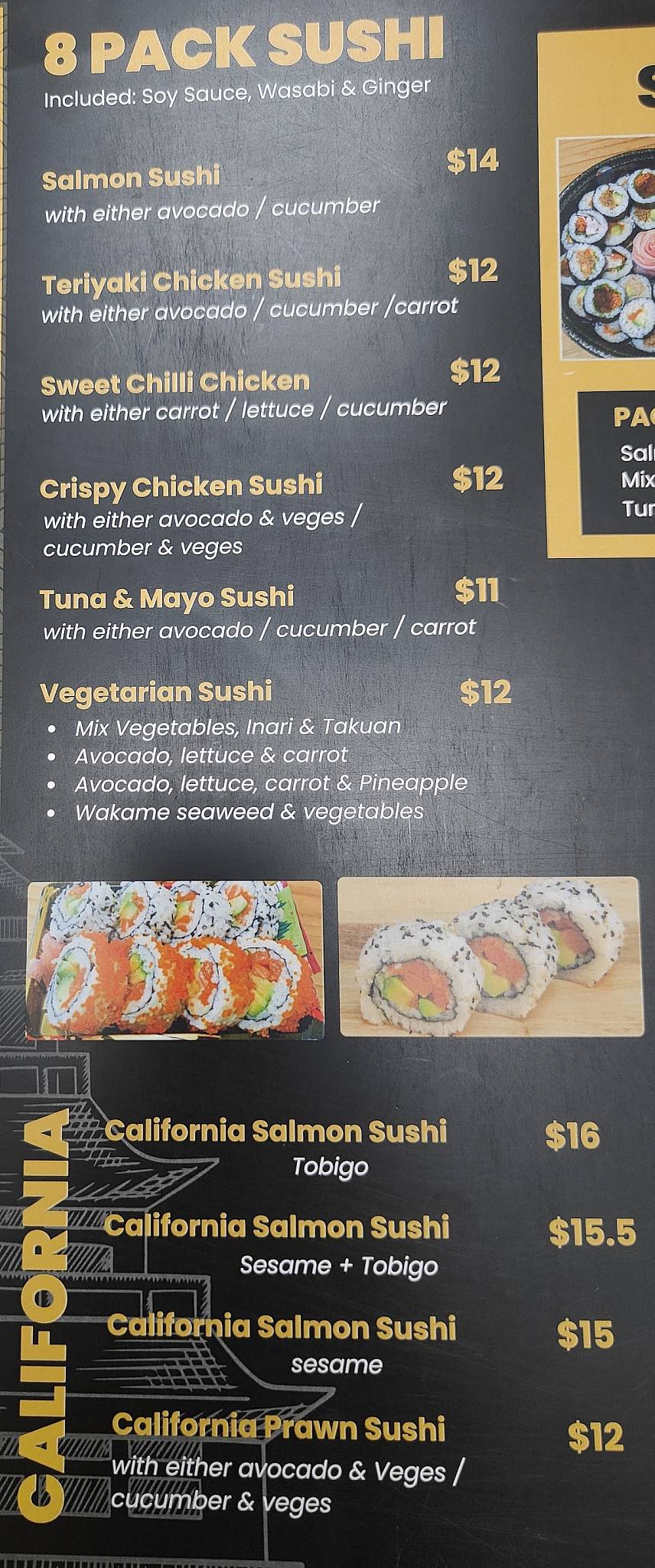 Carta del restaurante Sakim Sushi, Blenheim