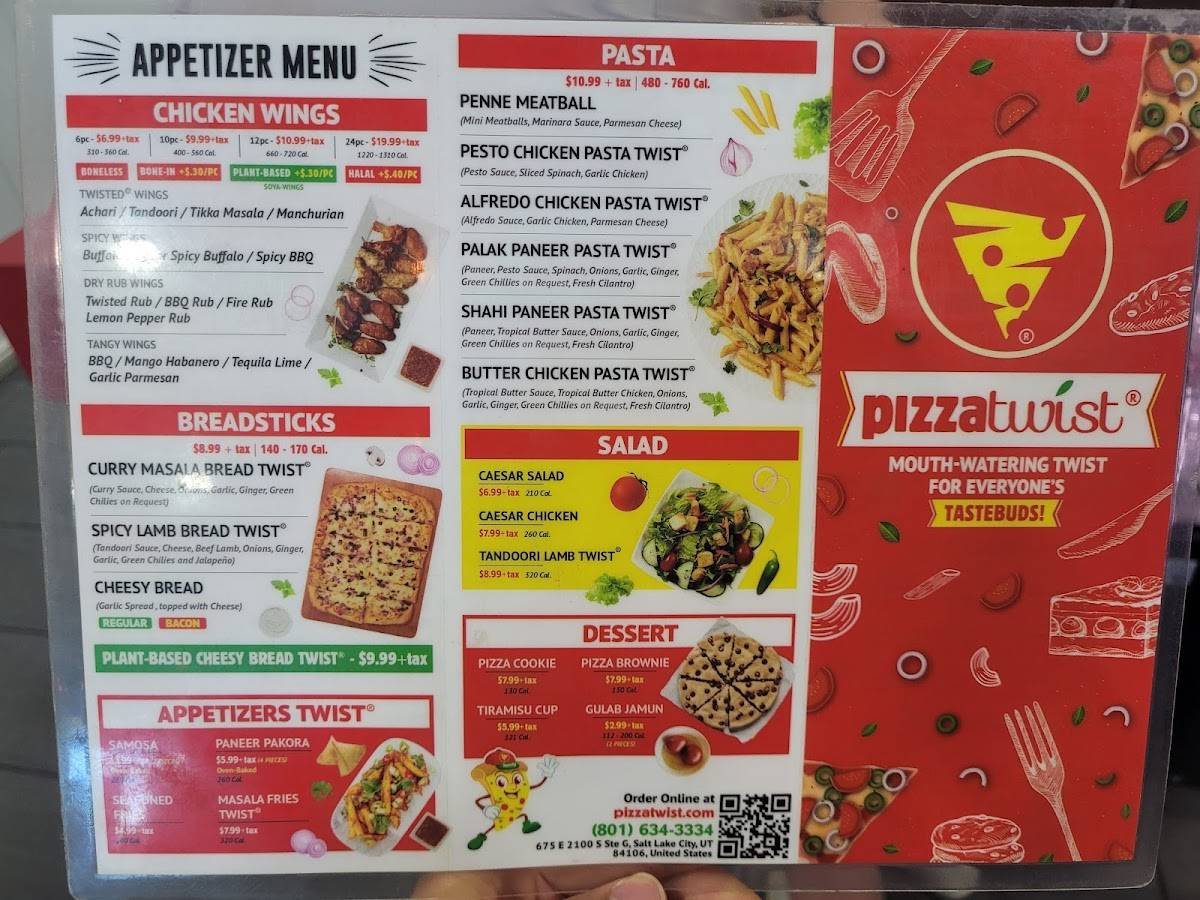 Menu at Pizza Twist pizzeria, Salt Lake City