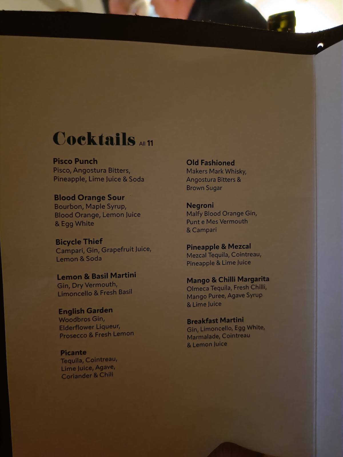 Carta del restaurante Sam & Jak, Cirencester