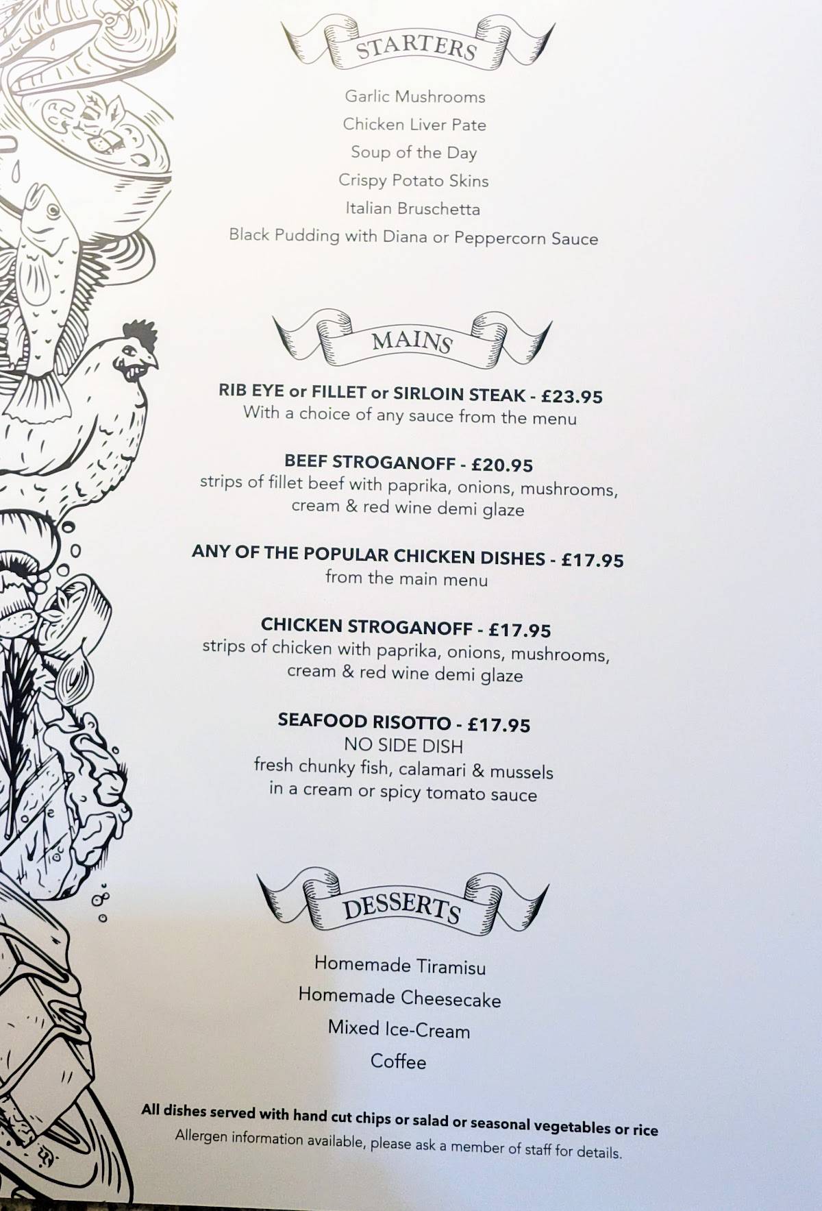 Menu at Sambuca 1 restaurant, North Shields, 10-11 Union Quay