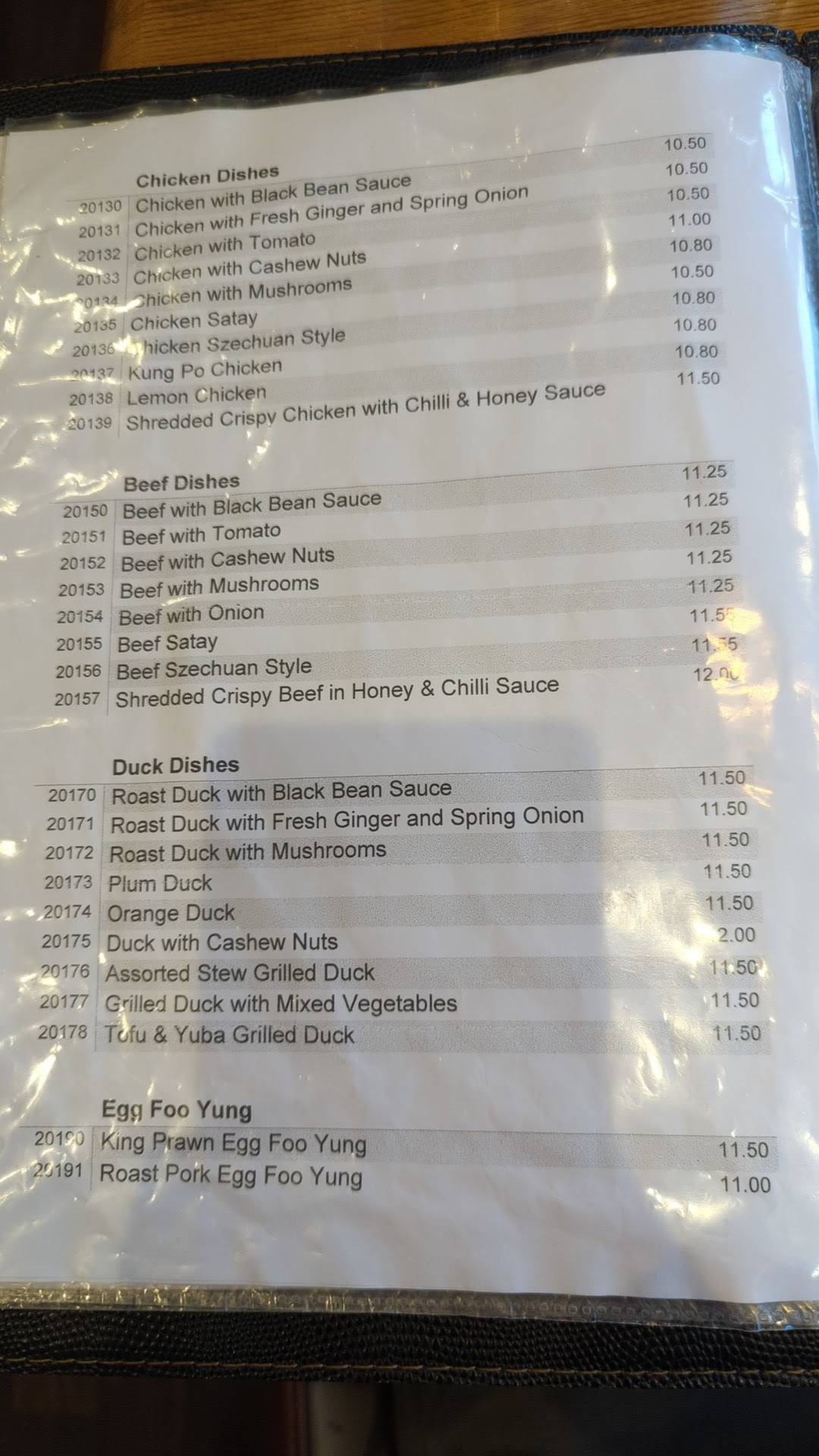Menu at San Chuan restaurant, Edinburgh