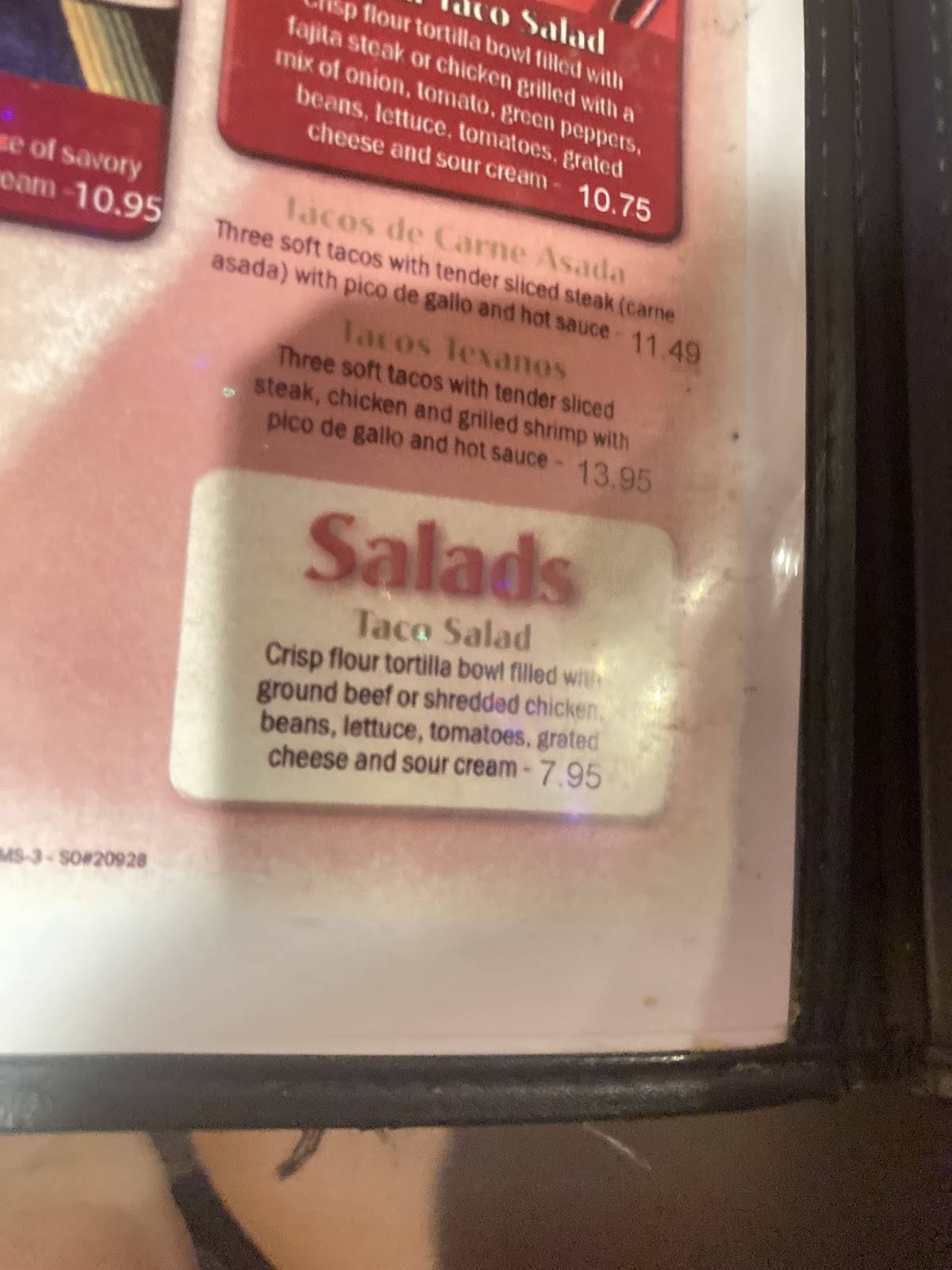 Menu at San-Juan restaurant, Covington