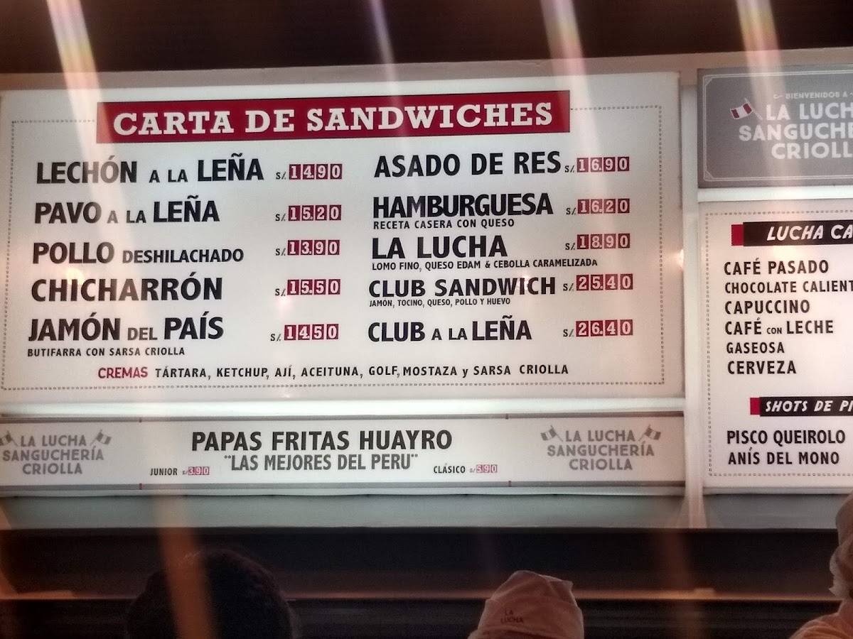 Carta del restaurante La Lucha Sanguchería Criolla, Lima, Blvd. Plaza ...