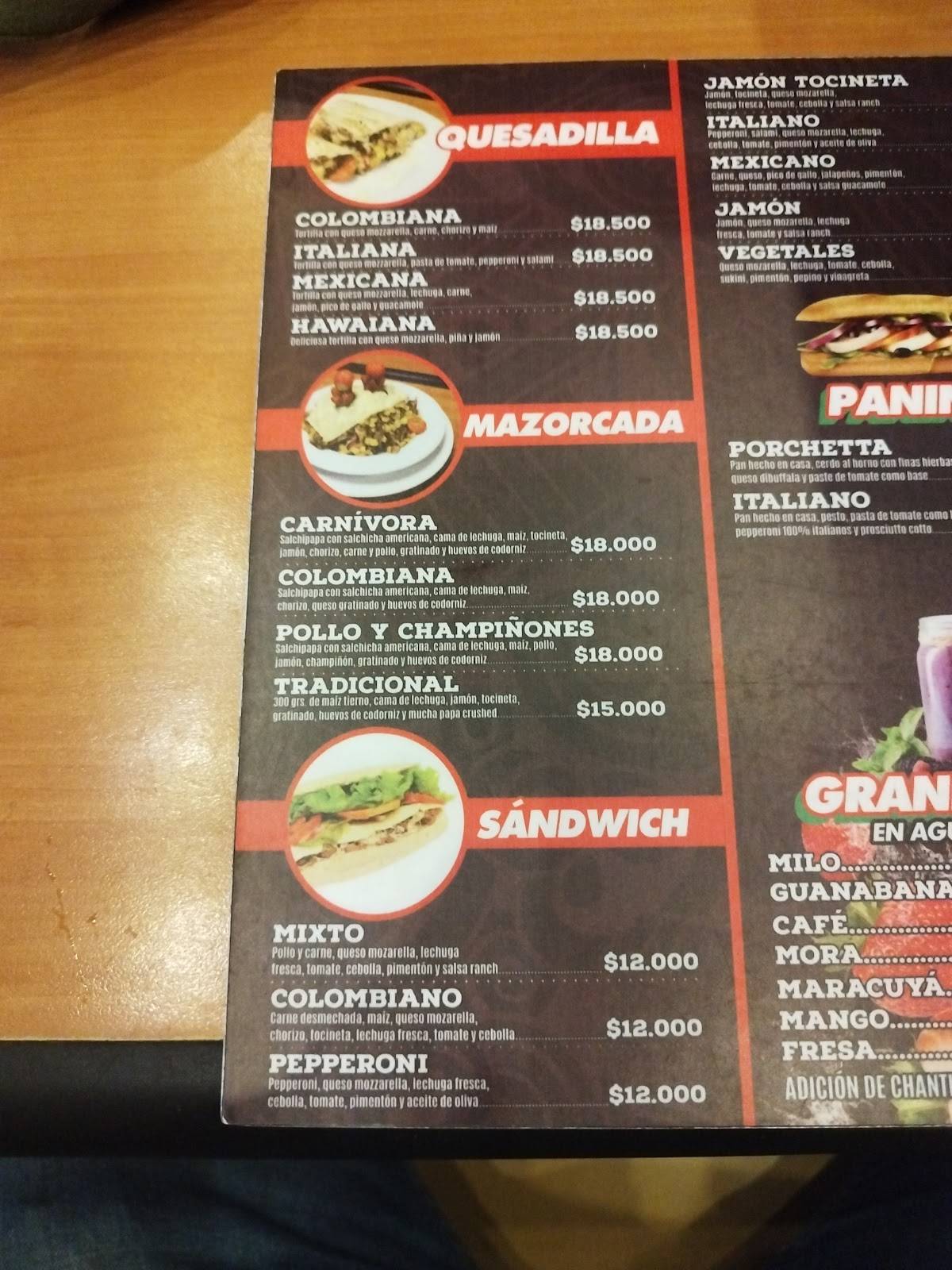 Menu at San Luis Pizzería & Fast Food, Bogotá