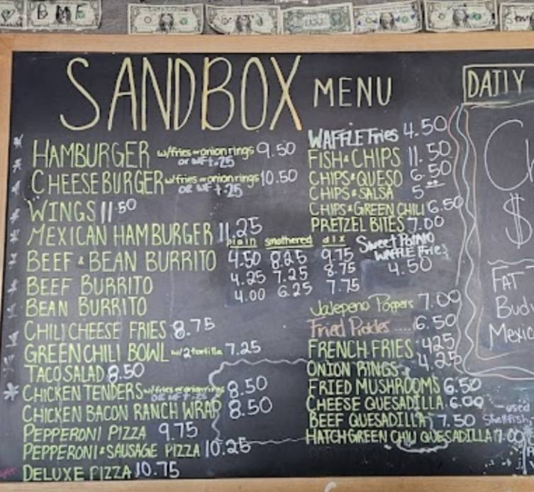 Menu at Sand Box Bar & Grill, Lochbuie