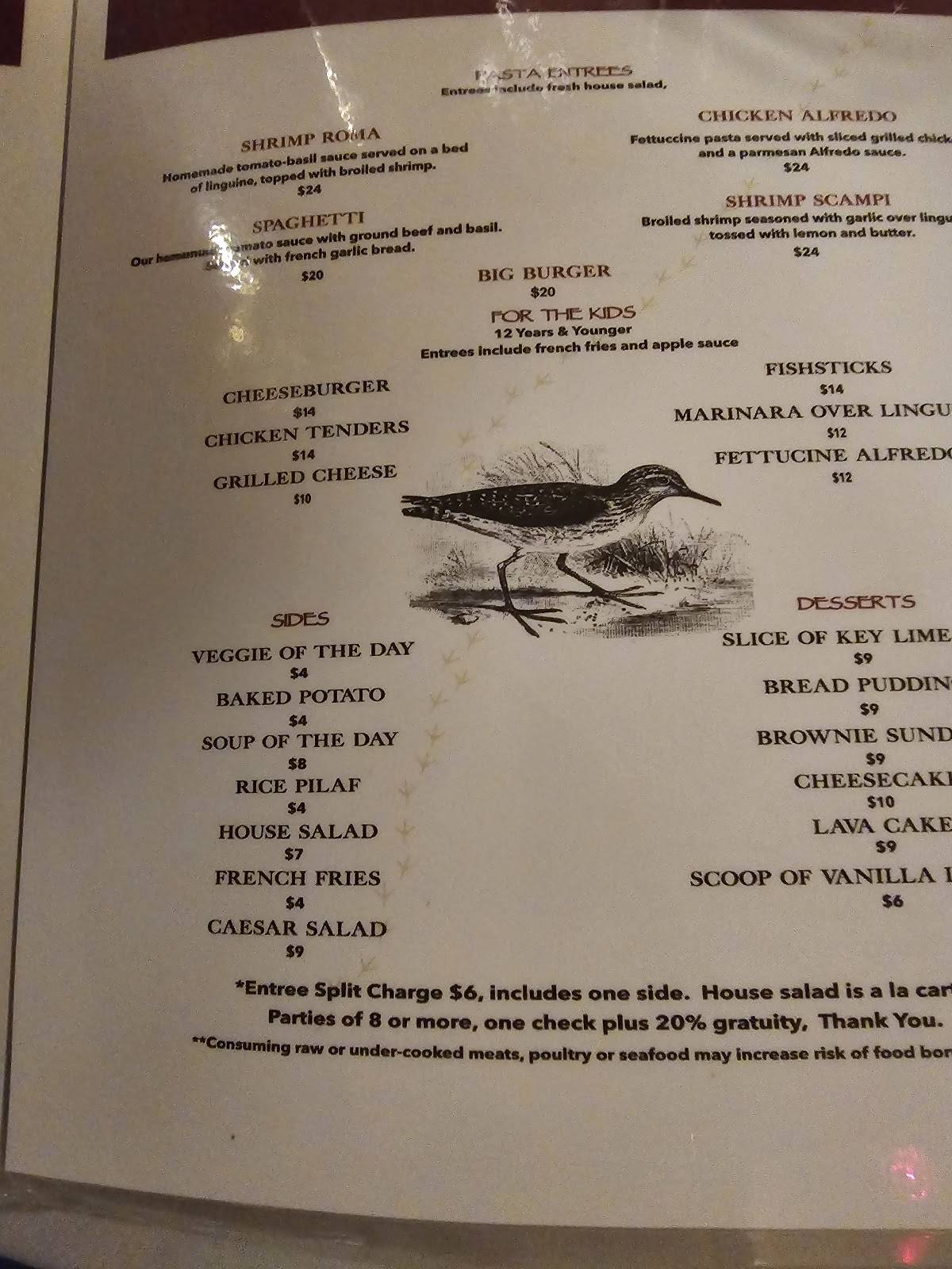 Menu at Sandpiper Restaurant, White Stone