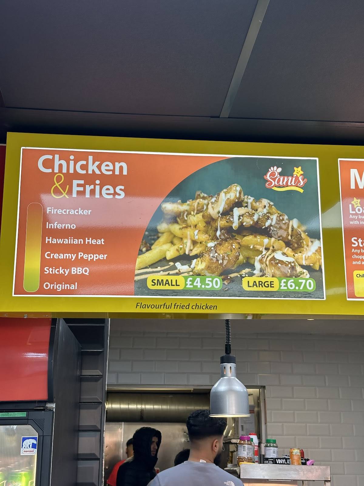Menu at Sani’s chicken restaurant, Birmingham