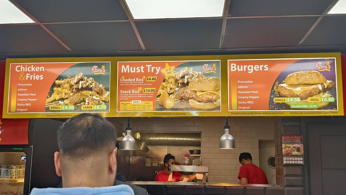 Menu at Sani’s chicken restaurant, Birmingham