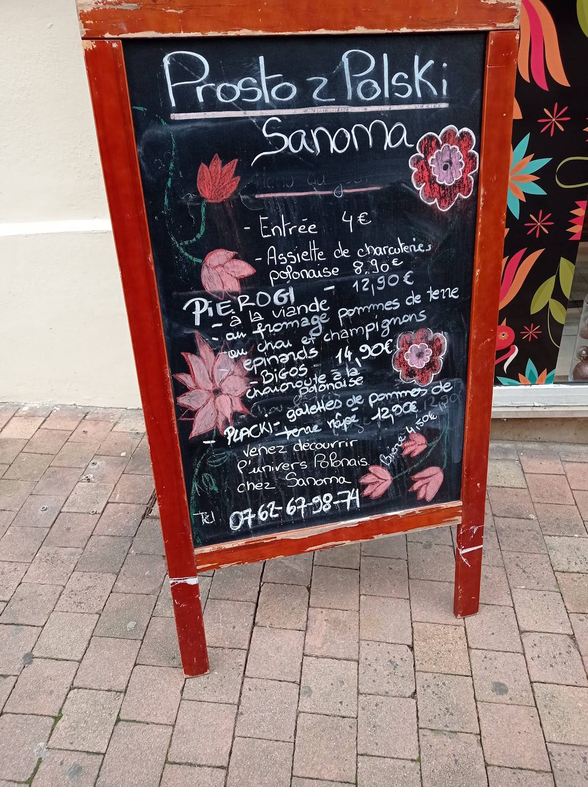Menu au Sanoma -prosto z polski restaurant, Meaux