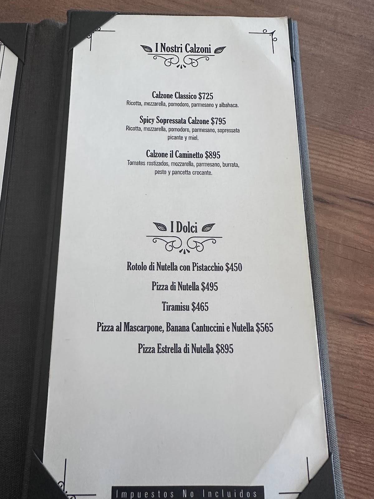 Menu at Il Caminetto restaurant, Santo Domingo, Av. Roberto Pastoriza