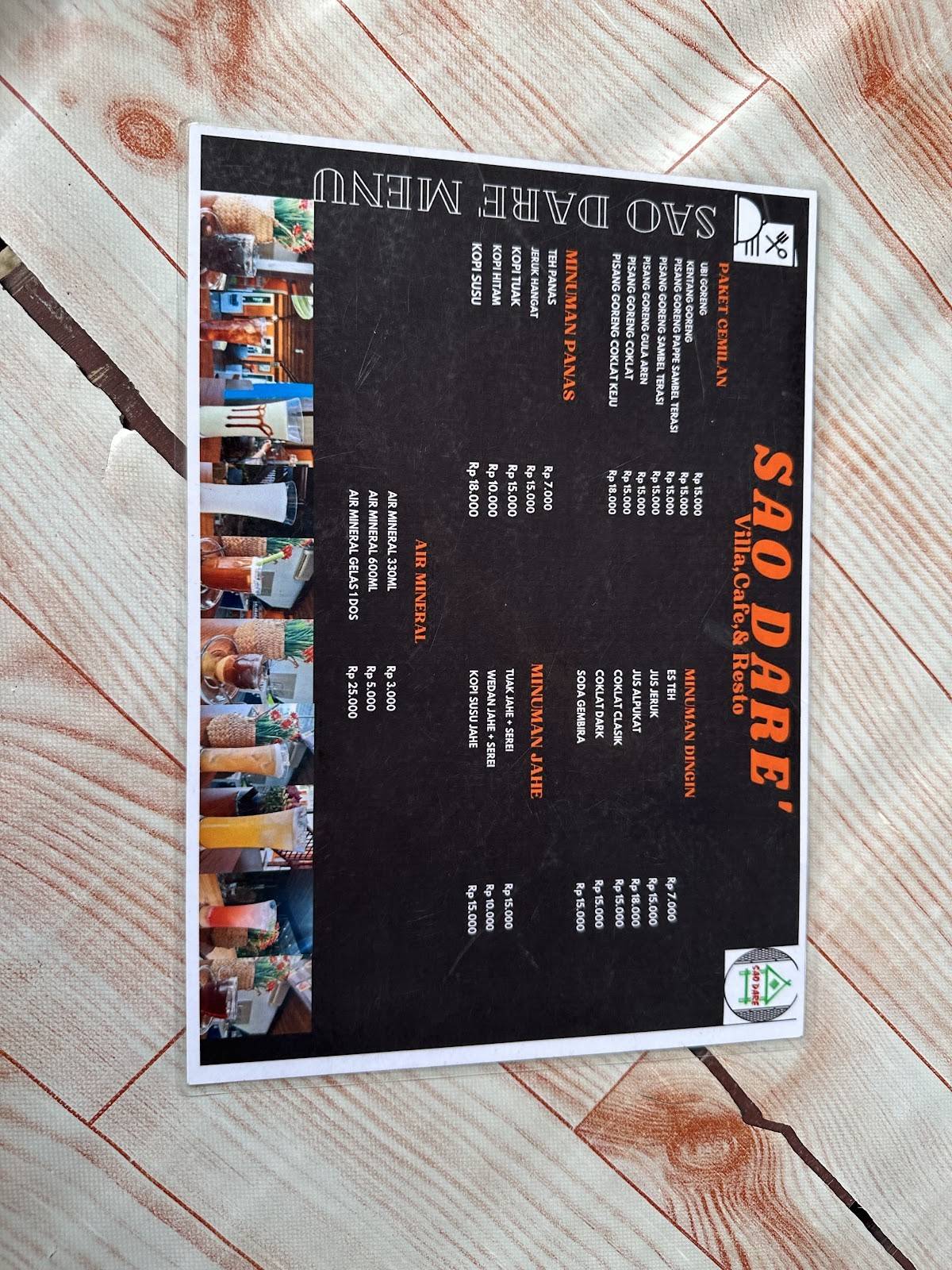 Menu at Sao Dare Resto & Cafe, Indonesia