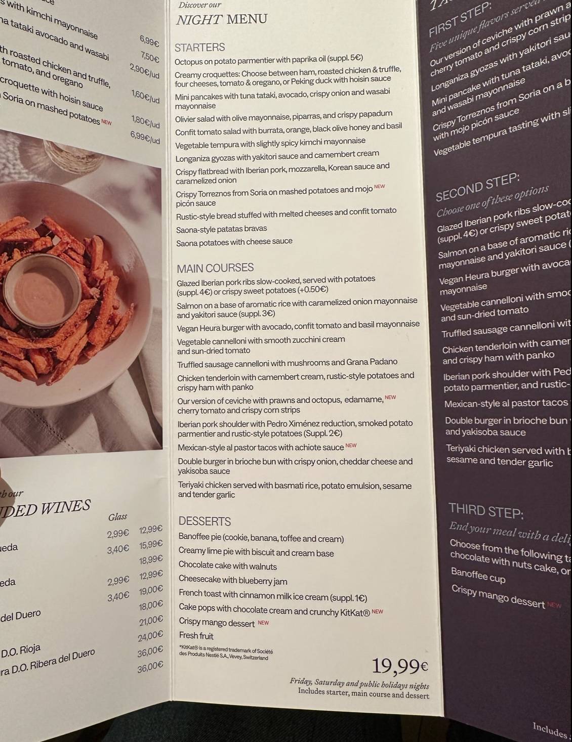 Carta del restaurante Saona Madrid Plaza España, Madrid