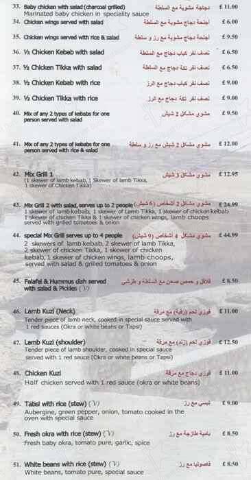 Menu at Sarchnar Restaurant, London