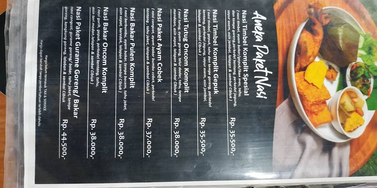 Carta del restaurante Rumah Makan Khas Sunda Cibiuk, Sayang