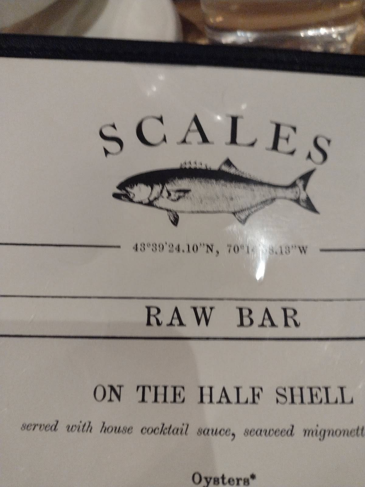 Menu at Scales restaurant, Portland, 68 Commercial St