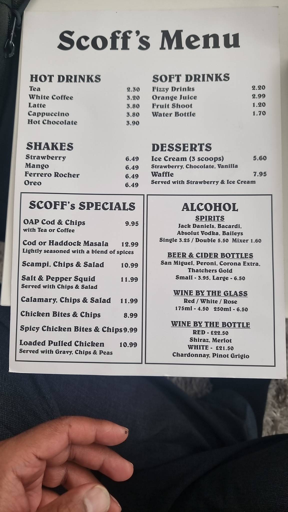 Menu at Scoff's Original Restaurant & Takeaway, Barnstaple
