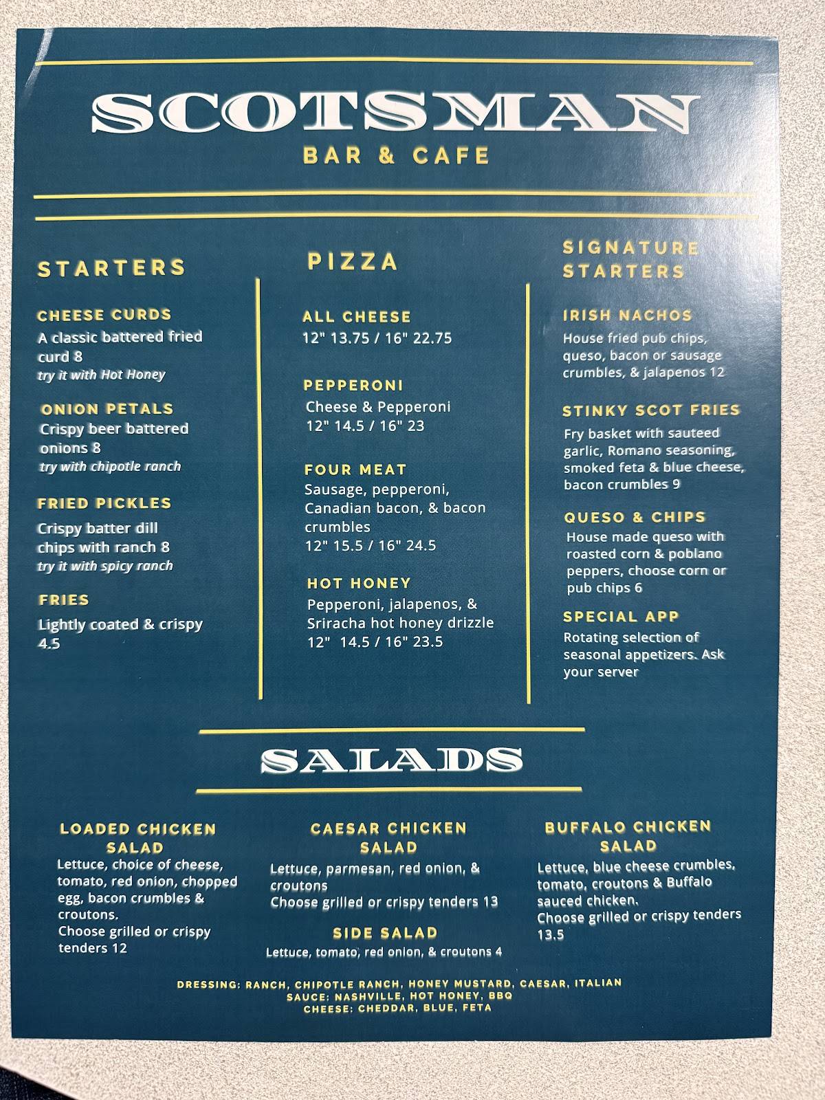 Menu at Scotsman Bar And Cafe, Park City