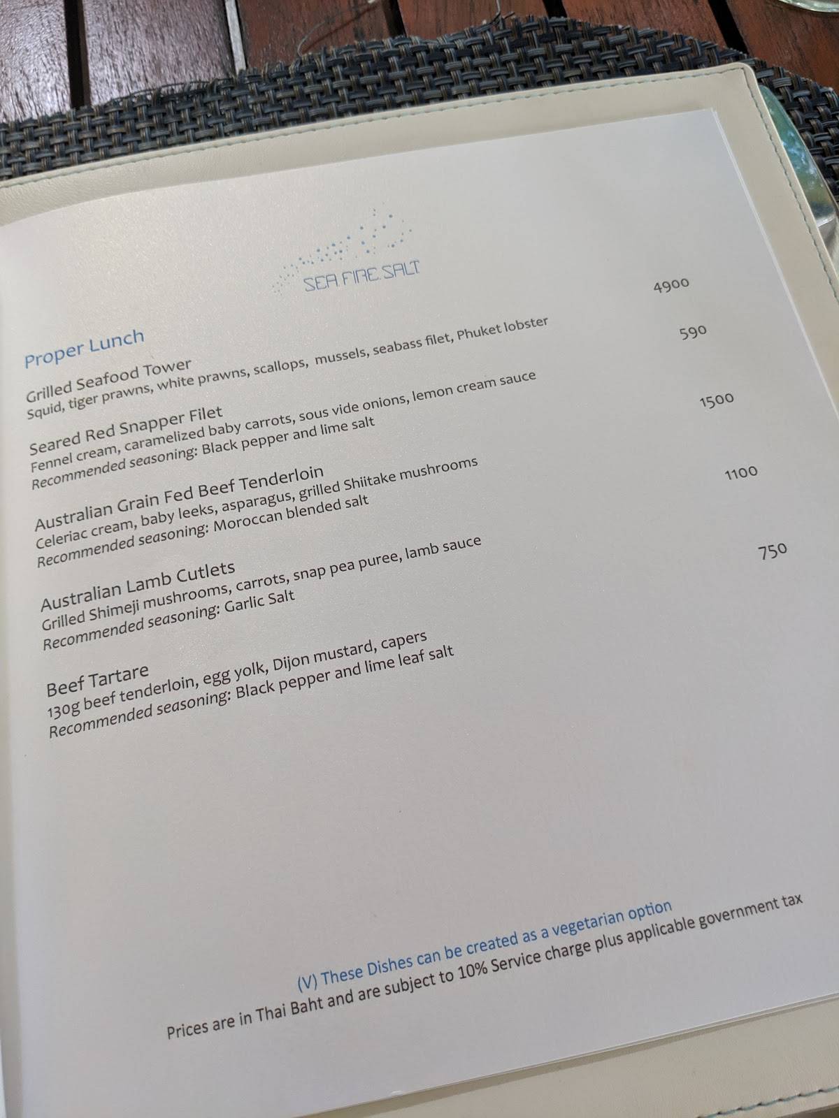 Menu at Sea.Fire.Salt. pub & bar, Mai Khao