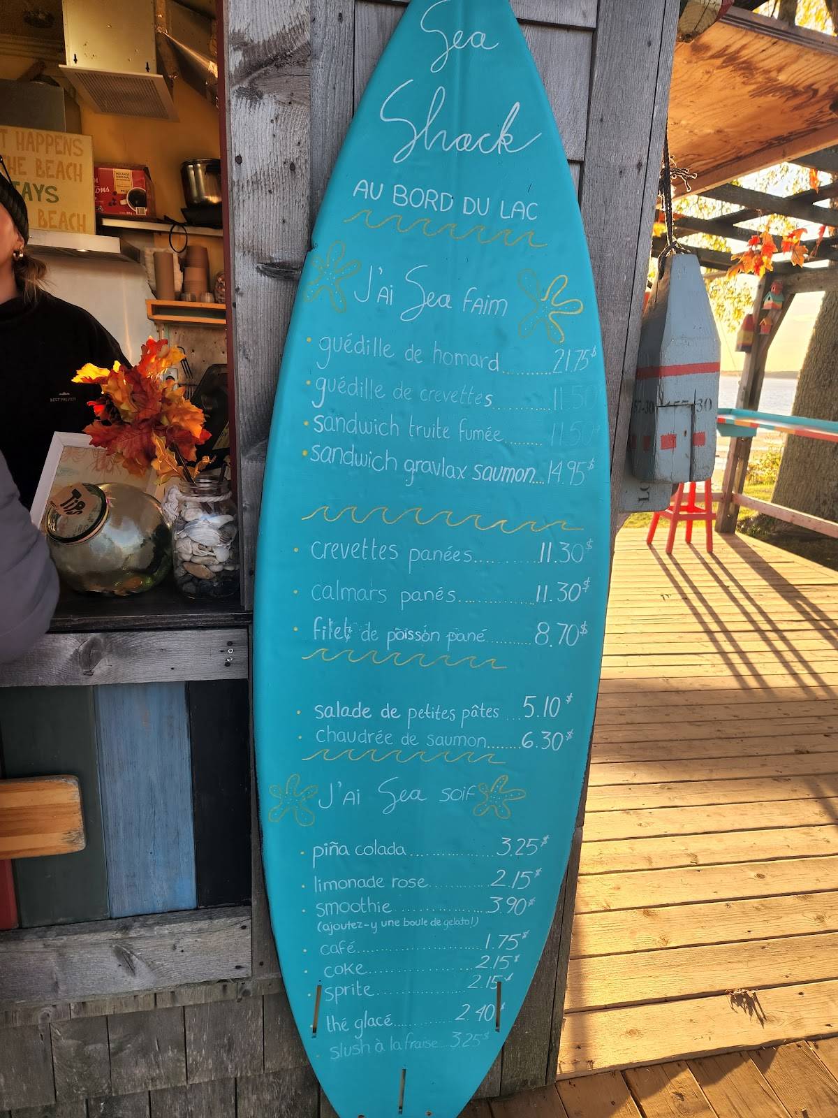 Menu au Sea Shack au bord du lac restaurant, Trois-Rivières