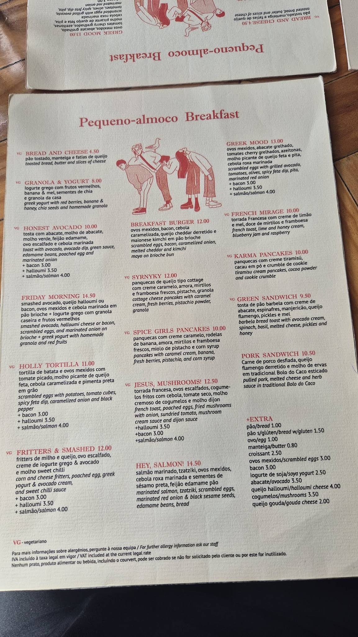 Menu at Seagull Method Cafe, Lisbon